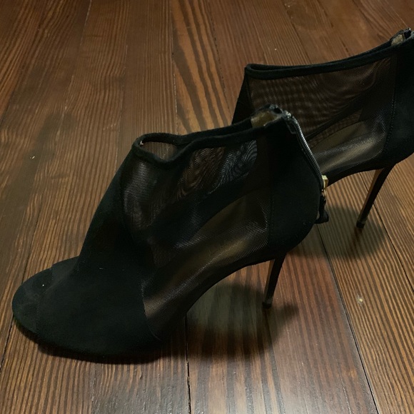 Aquazzura | Shoes | Aquazzura Miranda Suede Mesh Peep Toe Bootie | Poshmark